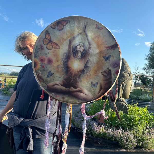 Handcrafted 18-inch Shaman Drum kam Drum Sacred Ritual Percussion ...