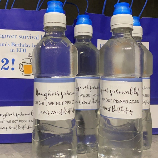 Hen Do Survival Kit Water Bottle Labels, Personalised , Personalized ...