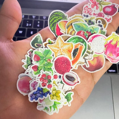 49pcs Cute Fruit Stickers, Bujo Journal Stickers, Strawberry Grape Kiwi ...