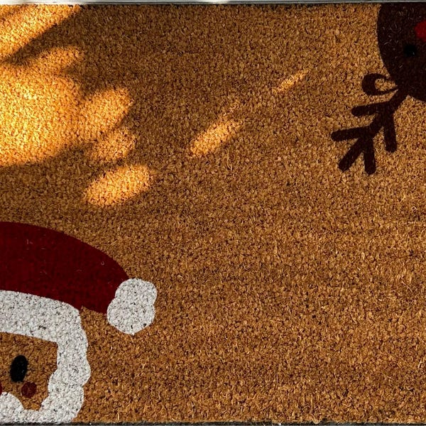 Santa Doormat, Winter Doormat, Christmas Doormat Reindeer, Holiday Door ...