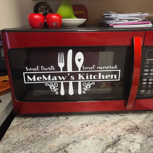 Microwave Decal - Retro Kitchen, Family "name"s Kitchen, Nana's ...