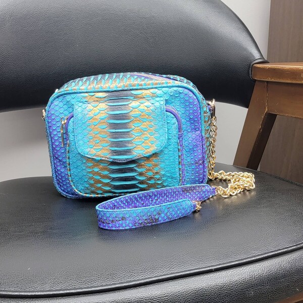 Python Bag, Rainbow Bag, Snakeskin Purse, Gift for Her, Python Handbag ...