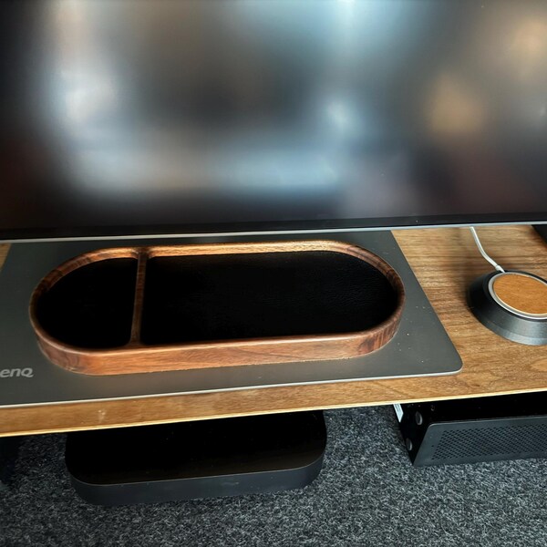 Walnut Oval Desk Valet With Leather - Etsy