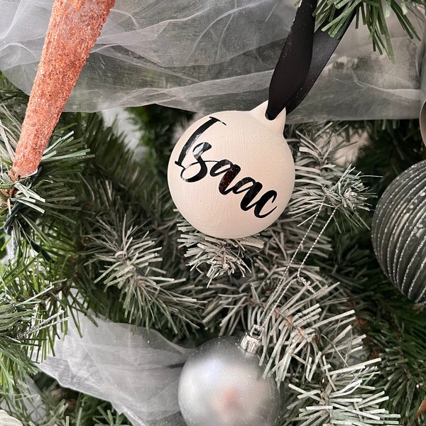 Personalised Name White Ceramic Christmas Bauble - Etsy