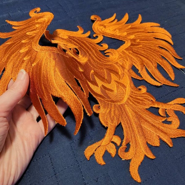 XL Phoenix/eagle - Heraldry Inspired Embroidered Motif/applique/patch ...