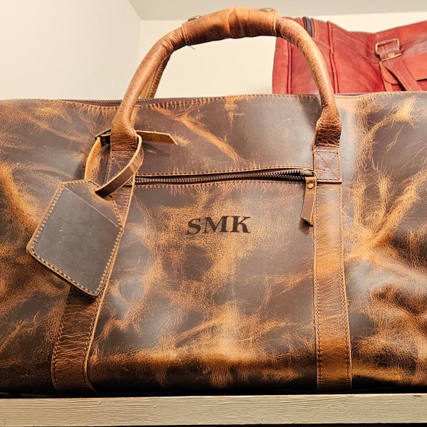 Borsone in pelle, borsa da viaggio in pelle fatta a mano, borsa da ...