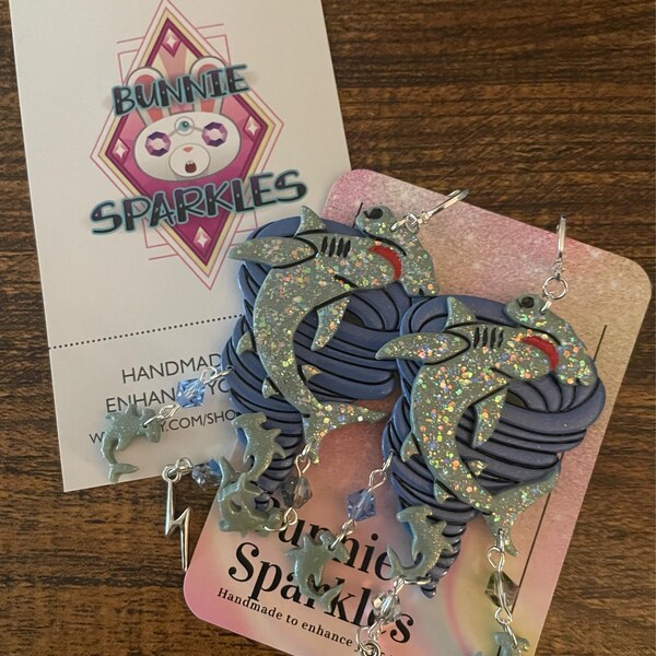 Space Octopus Polymer Clay Statement Earrings Red With Blue Splatter ...