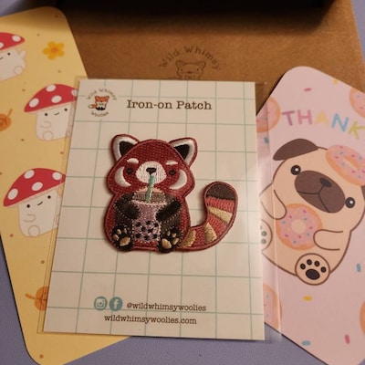 Bubble Tea Red Panda Enamel Keychain. Cute Red Panda Drinking Boba Tea ...