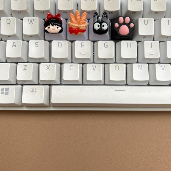 Kawaii Cartoon Keycaps | Kiki | Mechanical Keyboard | Black Cat Keycap ...