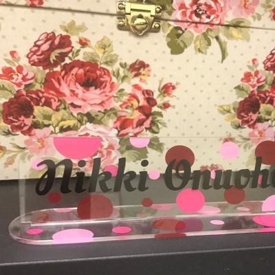 Acrylic Desk Name Plate With Stand Polka Dot Desk Plate - Etsy