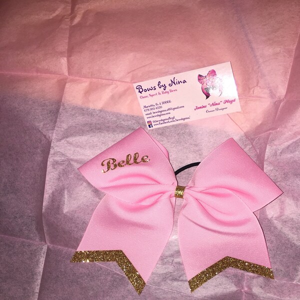Personalized Cheer Bow With Name White and Silver (additional Colors ...