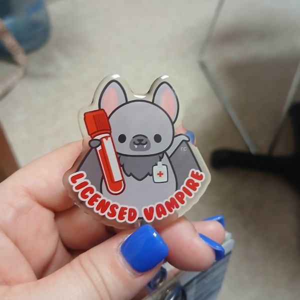 Licensed Vampire Acrylic ID Badge Reel for Phlebotomists, Phlebotomy ...