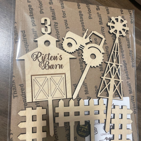 Farm Cake Topper, Barnyard Cake Topper, Farm Party Decor, Barn Cake ...