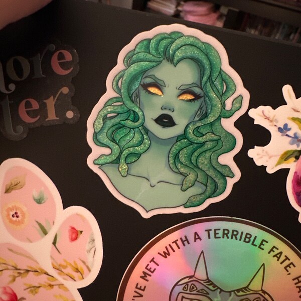 Holographic Medusa Sticker, Vinyl Sticker, Mythology, Fantasy Sticker ...