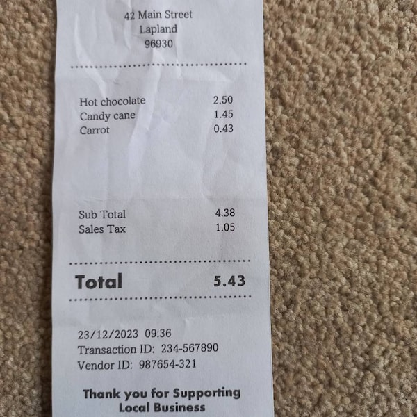 Santa's Lost Cafe Receipt Wallet Novelty Christmas Eve Gift Keepsake - Etsy