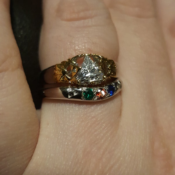 Triangle Stone Engagement Promise Ring 8 Bit Gamer Video Game - Etsy