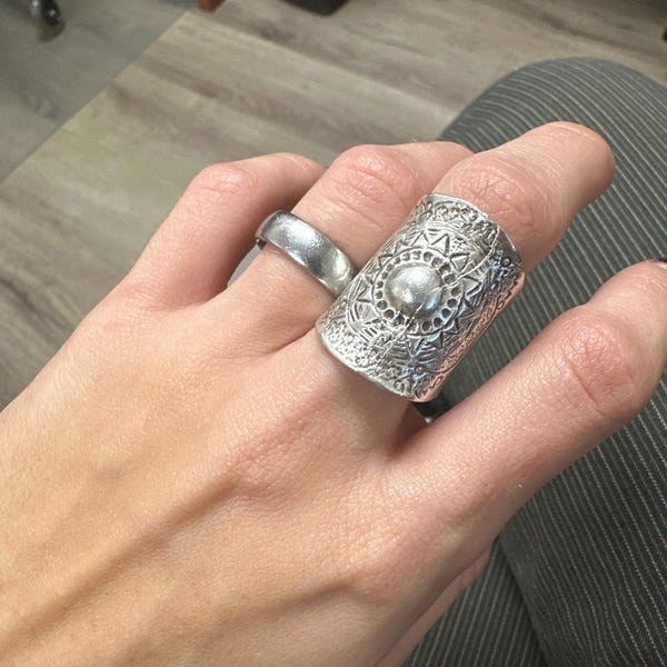 Boho Hippie Adjustable Rings. Gothic Unisex Rings. Silver Chunky Ring ...