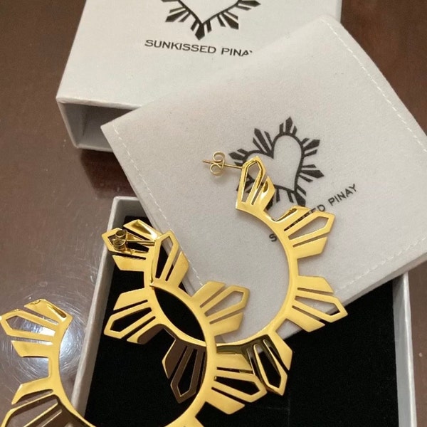 Philippine Sun Araw Hoop Earrings, Philippines Hoop Earrings, Sun Hoop ...