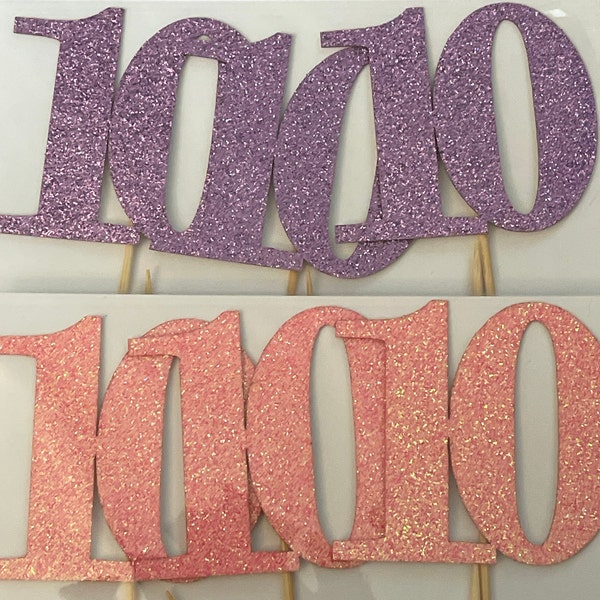 10th Birthday Cupcake Toppers Glitter Number 10 Decorations 10th Party ...
