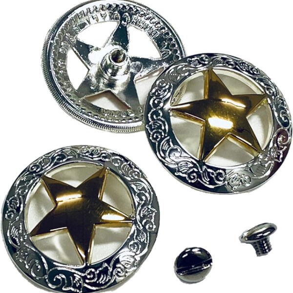 Pair Horse Head Bridle Loop Conchos Stainless Headstall 2 Western Tack ...