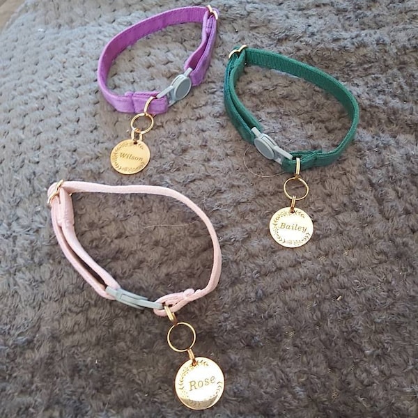 Breakaway Green+sage+forest Velvet Cat Collar Bowtie Leash Set ...