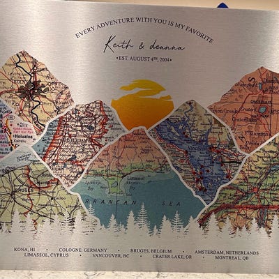 Personalized Long Distance Family Maps on Wood: 3-5 Locations, Custom ...