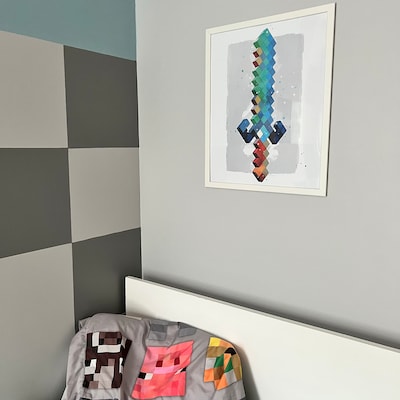 Posters Set, Mine Game Sword and Zombie, Set of 3, Colorful Minecraft ...