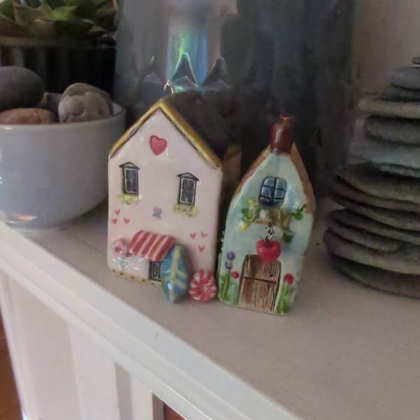 Ceramic Miniature Cozy Home Set of 4 With Snowman,ceramic Winter ...