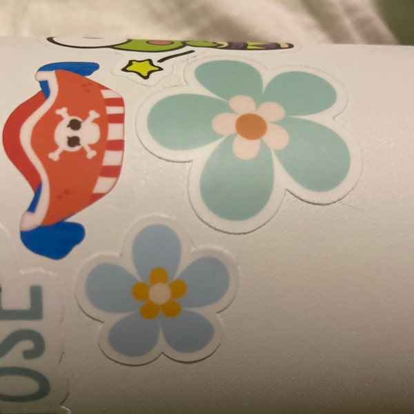 Pastel Flowers Vinyl Sticker Set of 6, Flower Pack, 1" 1.5"or 2 ...