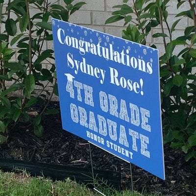 Elementary Graduation Yard Sign 18x24 Size Elementary Graduate Middle ...