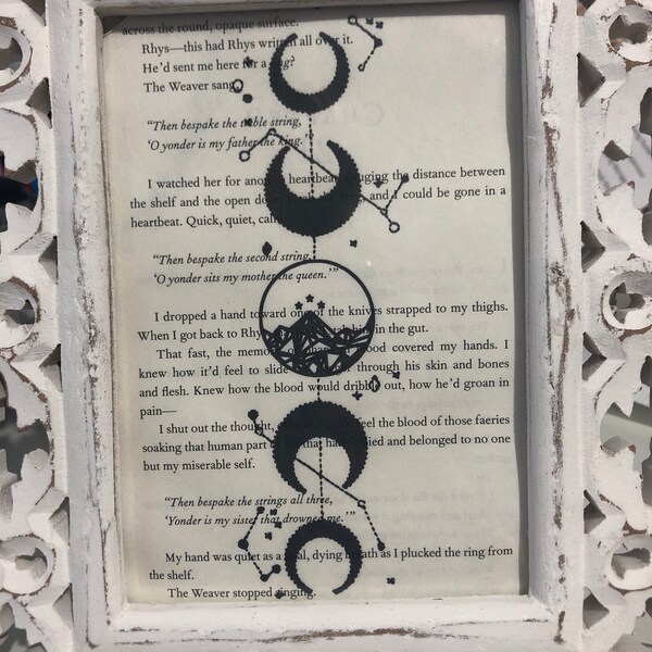 ACOTAR/ACOMAF/ACOWAR Feyre Back Tattoo Moon Phases Book Page Art Print ...