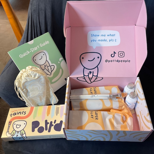 Pott'd Home Air-dry Clay Pottery Kit for Adults & Beginners | Kit ...