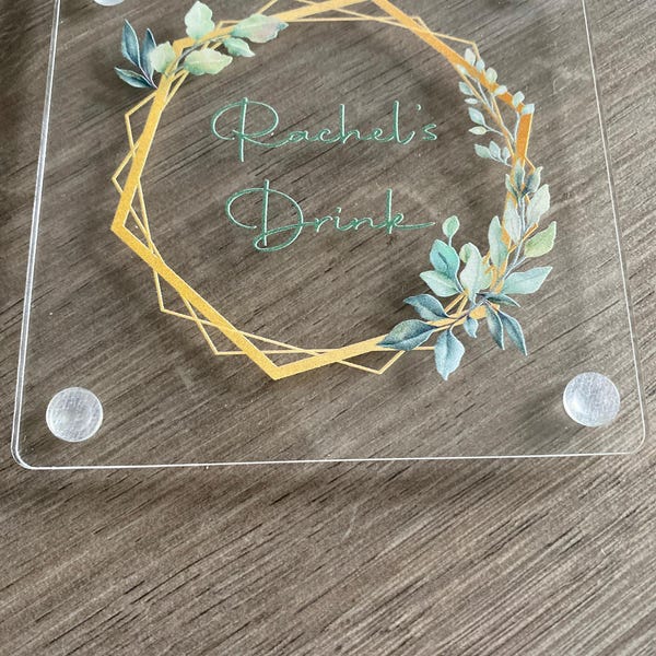 Personalised Coaster Printed Any Message Glass Effect Acrylic Drink ...