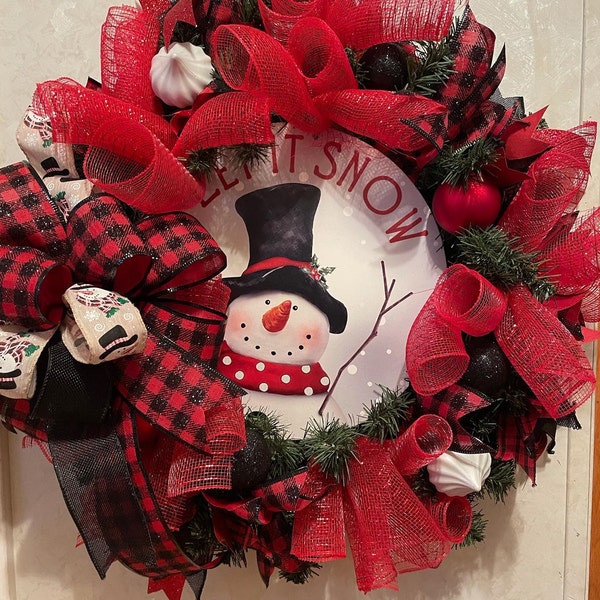 12 Inch Sign Metal Let It Snow With Snowman, Metal Christmas Sign for ...