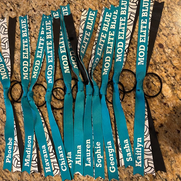 Custom Volleyball Team Sport Ribbons, Hair Ties, Streamer Bows, and ...