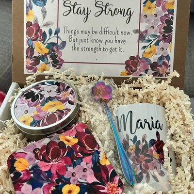 Personalized Gift Basket for Strength With Coffee Mug Stay Strong Gifts ...