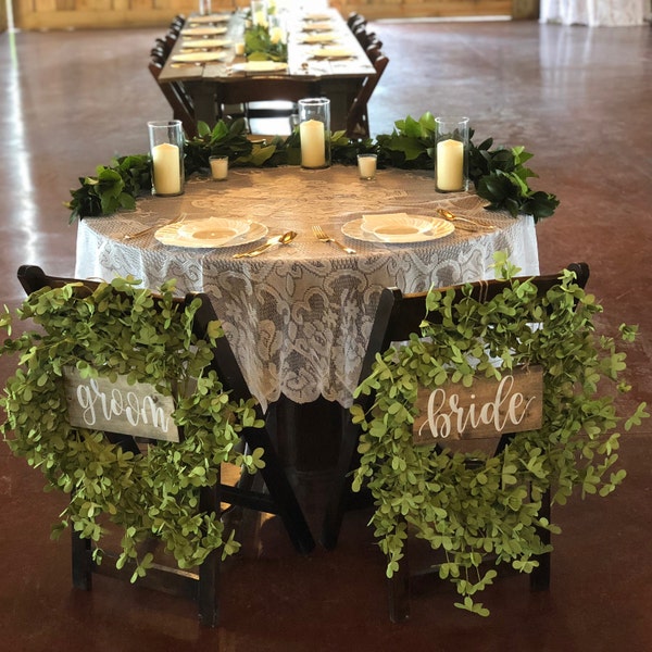 Wedding Chair Signs, Bride and Groom Wood Chair Signs, Rustic Wedding ...