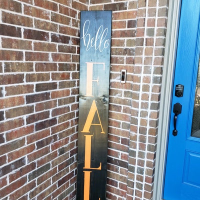Hello Fall Porch Board Sign/hand Painted Sign/porch Decor/fall - Etsy