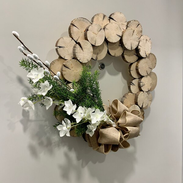 Rustic Wooden Heart Wreath,farmhouse,wood Wreath,spring,wood Slice ...