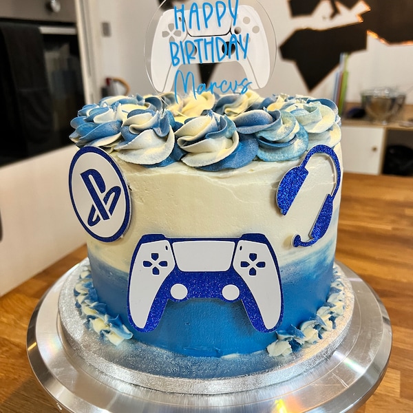 Gaming PS5 Themed Cake Topper Set Controller, Headset, Logo - All ...