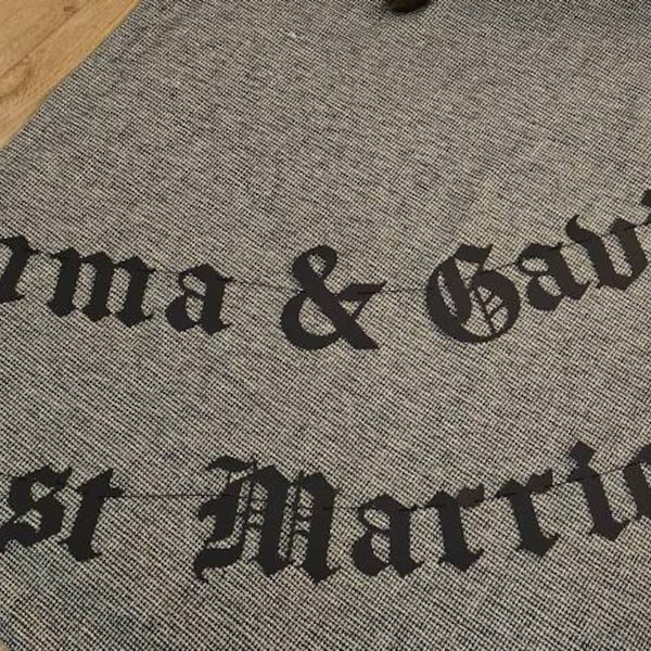 Personalised Gothic Wedding Banner, Custom Names Goth Garland, Emo ...