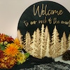 Welcome Sign W Woods - Pine Trees Round Door Sign SVG Digital Download ...