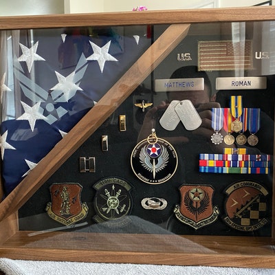 Navy Veteran USN Walnut Flag Display Case, Folded Burial Interment Flag ...