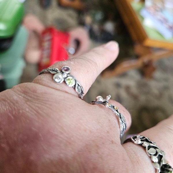 Celtic Knot Custom Multi Gemstone Ring, Sterling Silver Wedding Ring for Her and Him, Vintage ...