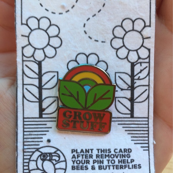 Grow Stuff Pin Badge Plant Enamel Pin Plant Lapel Pin Gardening Gift ...