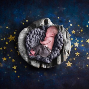 Newborn Digital Backdrop, Painted Starry Night Sky Background, Blue ...