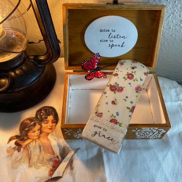Shabby Chic Jewellery Box, Decoupage Keepsake Box, Wooden Floral ...