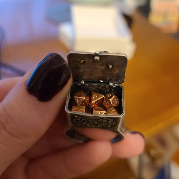 Dragon Ring Box and Mini Dice Set for DND Custom Engraved Text Ring D20 ...