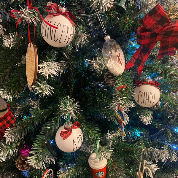 Rae Dunn Inspired Name Ornaments, Black White Checkered Ornaments ...