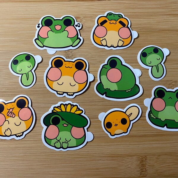 Frog N Toad Vinyl Sticker Set (9 Stickers),, Frog Charm, Sticker Pack ...